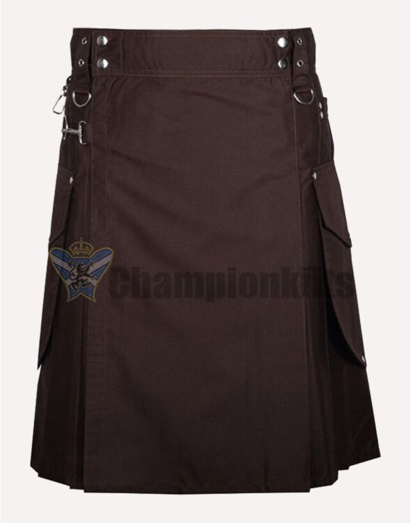 Dark Brown Utility Kilt For Men | Champion Kilts